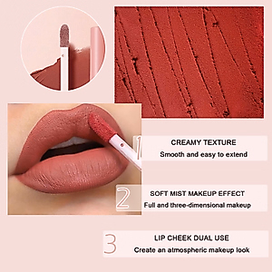 3 Pcs Nude Matte Lipstick Set,Nude Lipstick Velvet Air Moisture Smooth Crayon Lip Stain,Long Lasting Lipstick 24 Hour Waterproof Nourishing Lipstick with a Matte Finish, Lip Gloss Lipstick for Women (Set B)