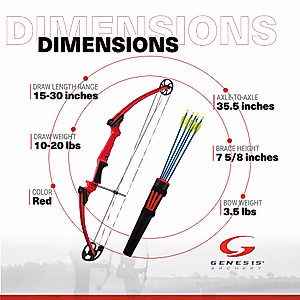 Genesis Original Bow Archery Kit, Right Handed, Red