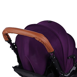 Stroller PU Leather Handle Sleeve Cover with Zipper Removable Baby Stroller Armrest Cover Stroller Accessories(Brown)