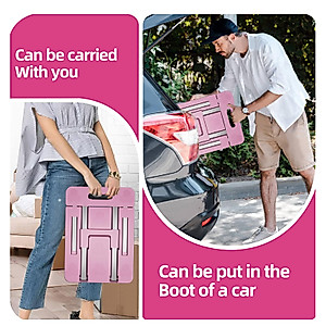 OUNAN 90° Multi-Functional Folding Hand Truck,500lbs Heavy Duty Dolly - Dolly Cart with 6 Wheels & 2 Elastic Ropes, Hand Cart with Upright Handle for Moving, Trolley, Travel, Office and Home Use(PINK)