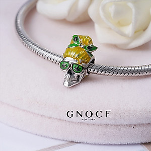 GNOCE Skull Charms for Bracelet 925 Sterling Silver Halloween Charms for Women Wife Christmas Gift