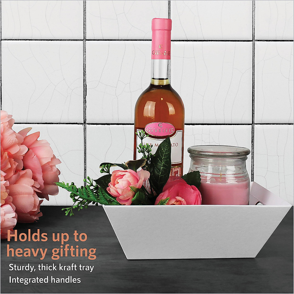 [5 PK] 8x10” Kraft Baskets for Gifts Empty | Wine Gift Basket | Basket with Handles | Small Gift Basket | Christmas,Wedding, Holiday, Anniversary, Display, Montessori | Gift to Impress