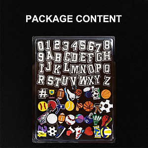 Letters Numbers and Sports Charms for Clog Shoe Decoration, Basketball Baseball Hockey Softball Soccer Football Gift for Boys Kids Teens and Adults