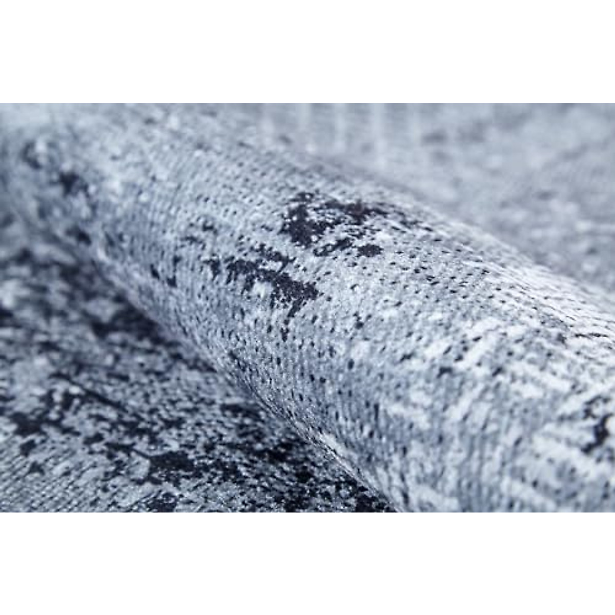 BESPOKY 2'7" x 13'1" - 80 x 400 Cm Jamshedpur Grey Framed Cotton Machine Washable Non Slip Living Room Bedroom Nursery Hallway Indoor Outdoor Area Rug