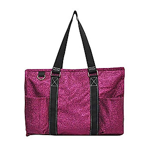 NGIL All Purpose Organizer Medium Utility Tote Bag 2018 Fall Collection (Glitter Hot Pink)