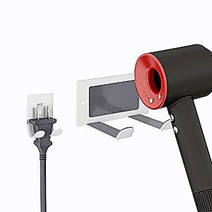 Hair Dryer Holder,FLE Blow Dryer Holder Wall Mounted Fit for Most Hair Dryers White