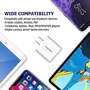 USB Wall Charger, Amoner 2Pack 15W 3-Port USB Plug Cube USB Cube Power Adapter for iPhone 14/13/12/11/Pro/ProMax/Xs/XR/X/8, Galaxy S22 S21 and More