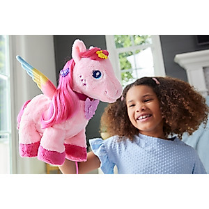 Barbie A Touch of Magic Stuffed Animals, Walk & Flutter Pegasus Plush, 11-Inch Walking Plushie with Hair Accessories and Sound Feature