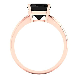 2.5 ct Cushion Cut Solitaire Natural Black Onyx Engagement Wedding Bridal Promise Anniversary Ring 18K Rose Gold Size 4.25
