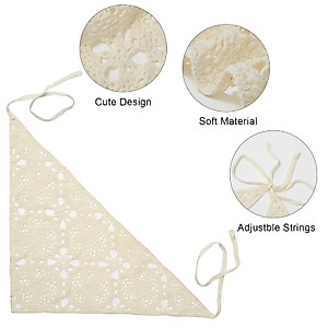 HAIMEIKANG Floral Crochet Hair Bandanas Headscarf 2 PCS Women Hair Scarf Daisy Headband Vintage Head Kerchief for Girls(Black+Beige)