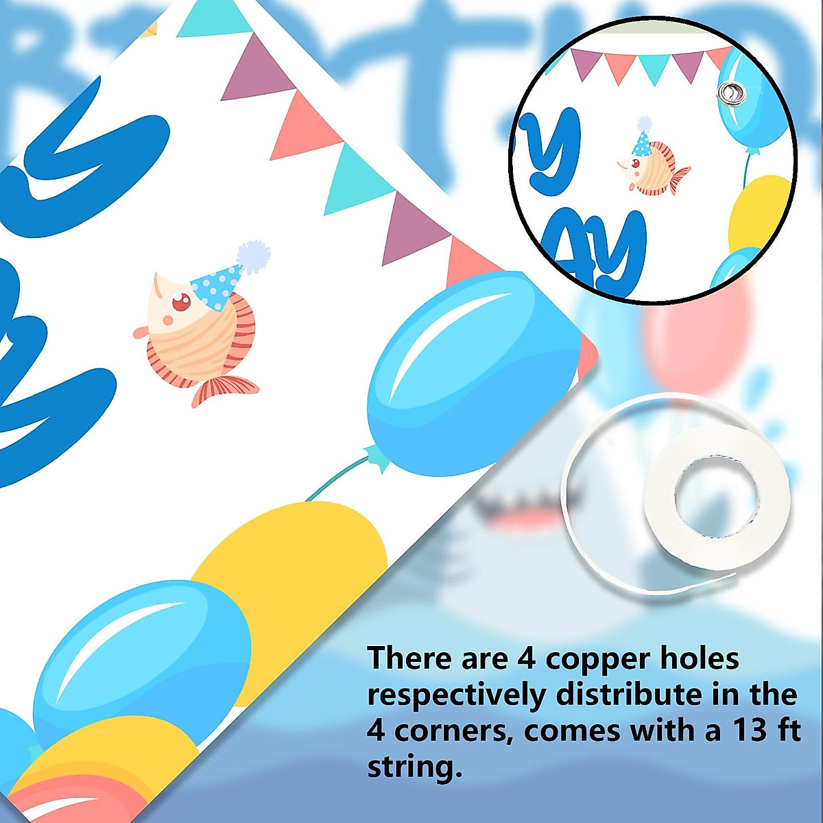 Shark Party Decorations Happy Birthday Banner Shark Party Supplies Animal Fish Shark Themed Under The Sea Decor for Baby Shower Boys 1st Birthday Party Decorations Backdrop Favors Photo Booth Props