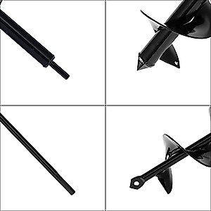 VASGOR Set of 5 Auger Drill Bit for Planting (1.6x16", 2x16", 2.6x16", 3x16", 3.5x16") - Easy Planter Garden Auger - Bulb & Bedding Plant Augers - Post Hole Digger for 3/8” Hex Drive Drill