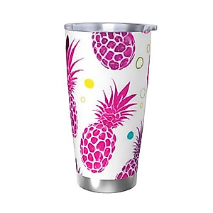 jshmgchw 3d Tropical Pineapple 20oz Tumbler, Car Cup With Lid And Straw, Spill-Proof, Stainless Steel Double Wall Vacuum Insulated Reusable Coffee Travel Mug, For Cold Drinks, Hot Beverage