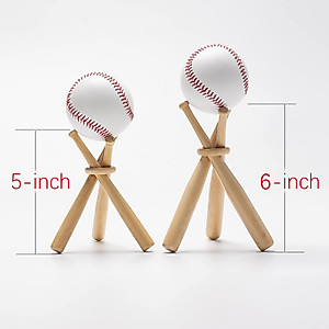 xuetbe Wood Baseball Display Tripod Holder Sports Official Baseball Autograph Display Stand for Tenni, Softball and Other Small Spherical Objects- Consists of 3 Mini Baseball Bats & 1 Ring (6 inch)