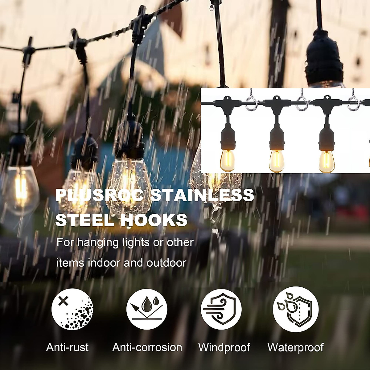 PlusRoc 20 Pack Stainless Steel Hooks for Hanging Christmas Xmas String Lights Outdoor Plants, 2.2 Inch Silver Cup Hooks Screw in Ceiling Hooks Eye Hook Q-Hanger, Wall Mount Ceiling Mount