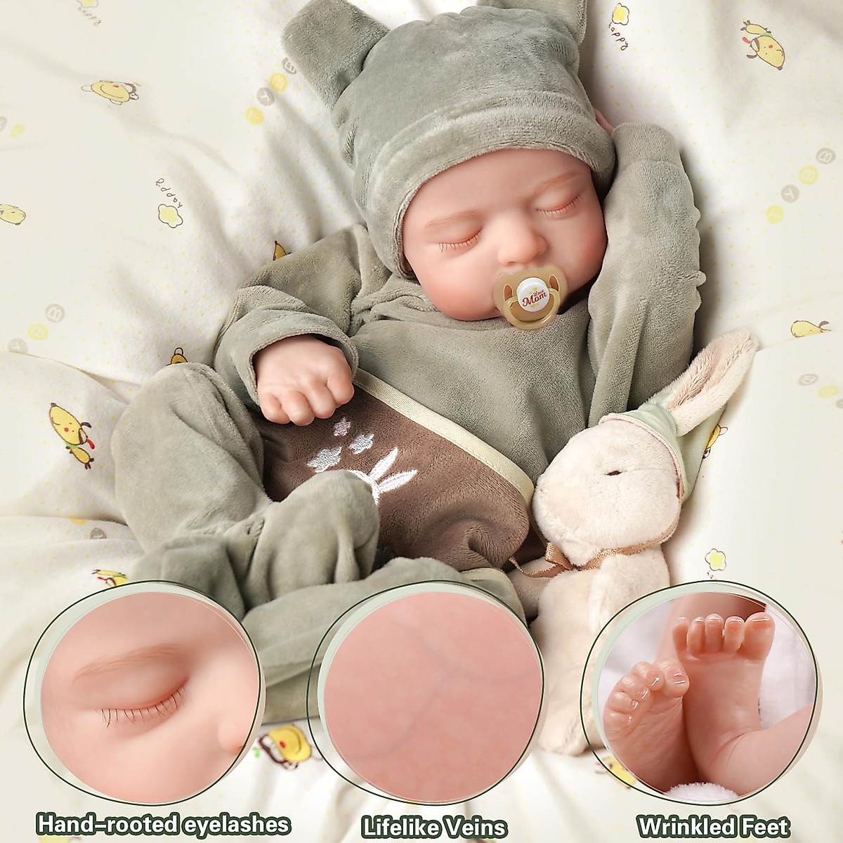 BABESIDE Lifelike Reborn Baby Dolls Boy - 17-Inch Baby Soft Body Realistic-Newborn Baby Dolls Full Body Vinyl Anatomically Correct Real Life Baby Dolls with Toy Accessories for Kids Age 3+