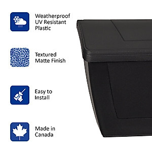 Small Plastic Mailbox for Outside Porch, Easy to Install Wall Mount, Lightweight, Heavy Duty, Rustproof, Maintenance-Free Horizontal Mail Box for House - Made in Canada - 15.5” x 4” x 6.25” (Black)