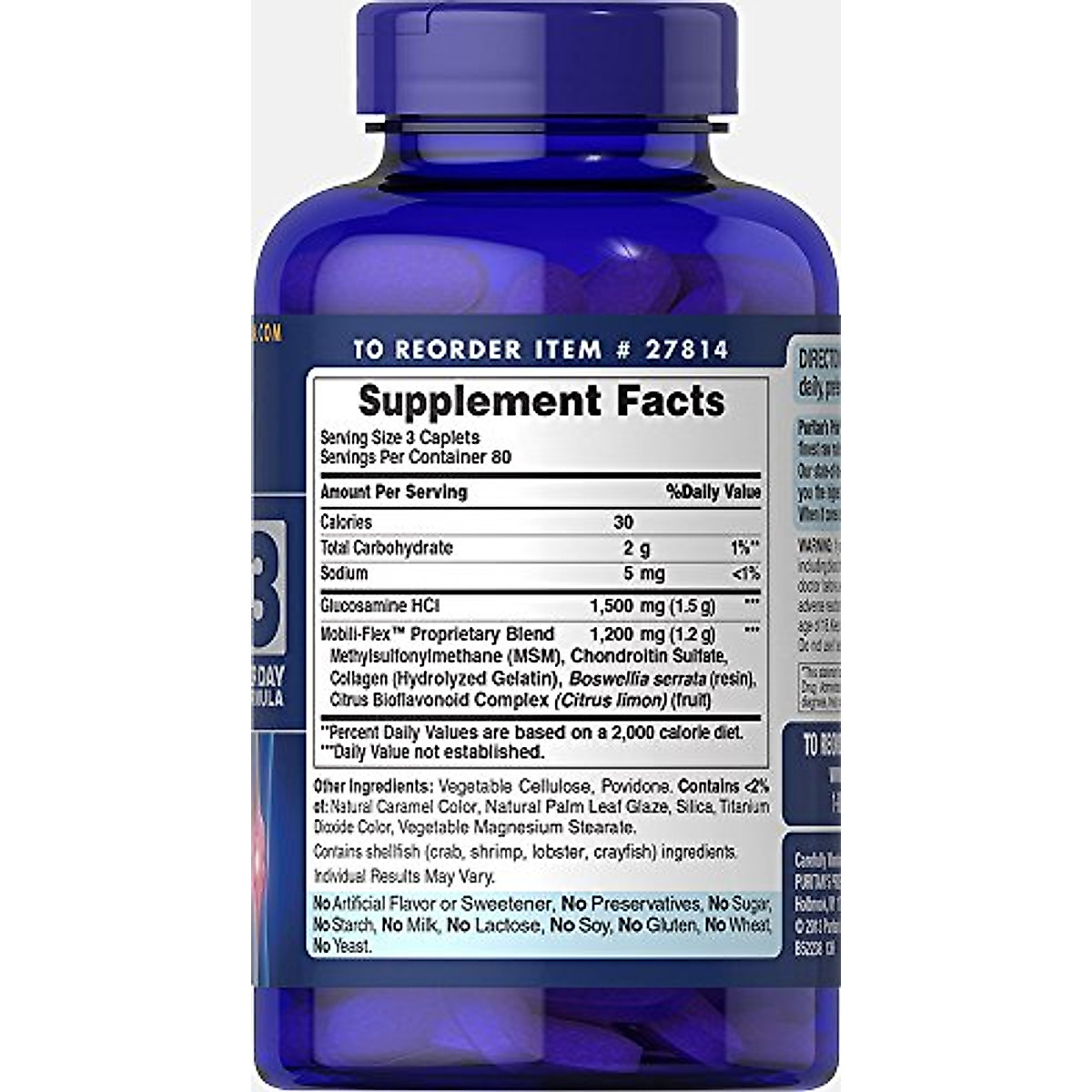 Puritan's Pride Glucosamine, Chondroitin & MSM -3 Per Day Formula