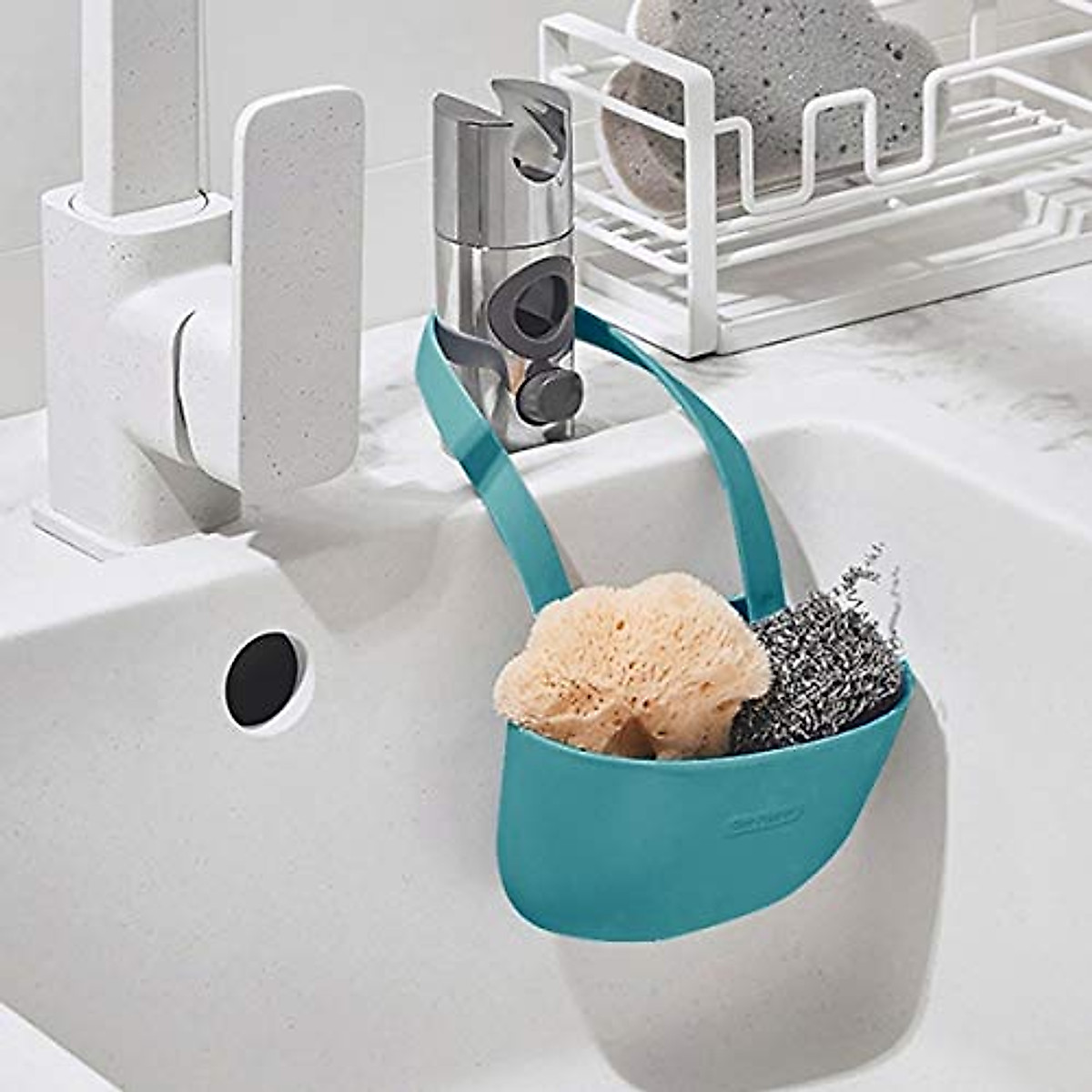 Green Rubber Kitchen Sponge Holder Sink Caddy Sponge Holder Sink Drain Rack Hanging Basket Storage Kitchen Organizer Sink Accessorie TPKP79562