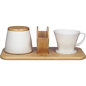 Melitta Artisan Porcelain Pour-Over Coffeemaker and Canister Set, White
