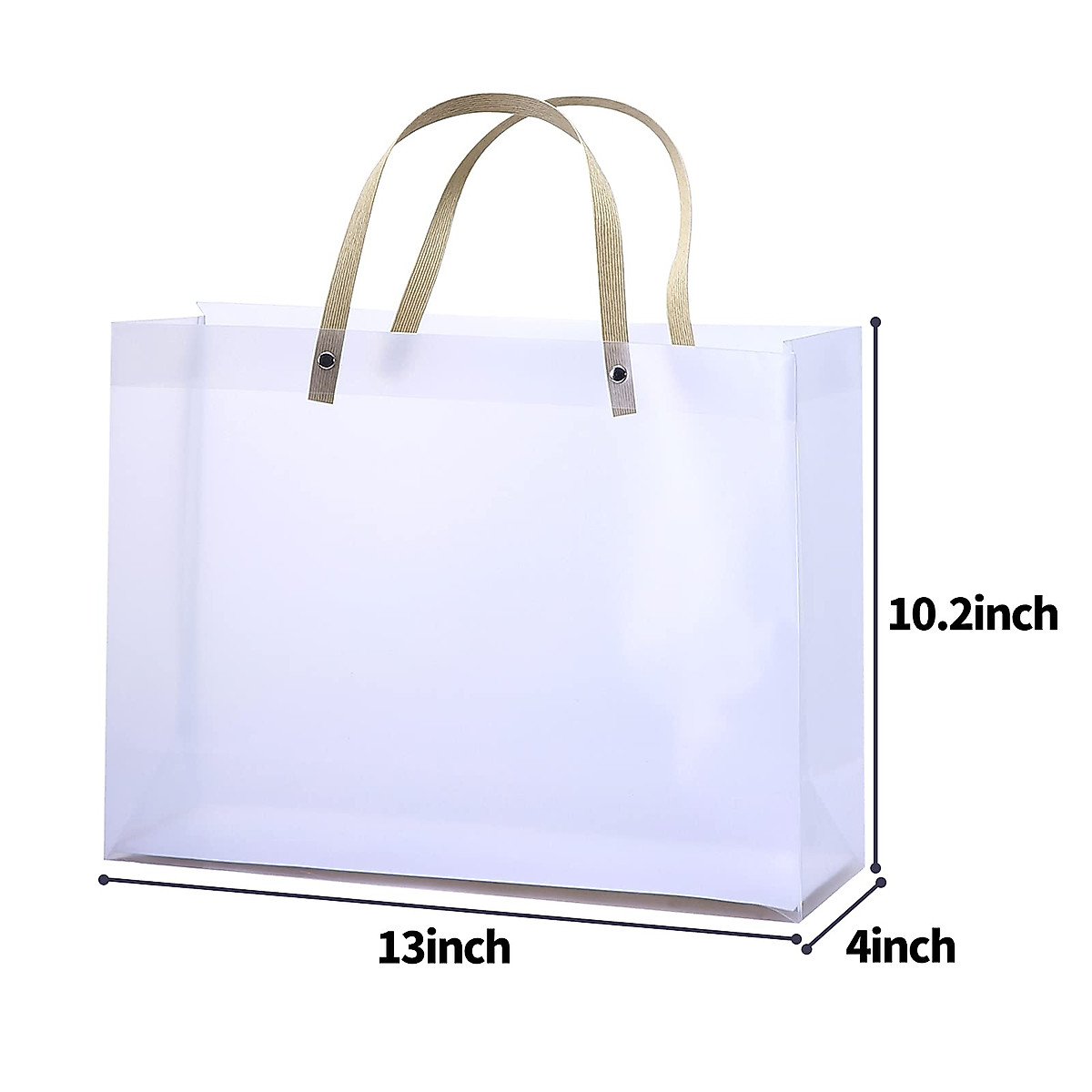 ywbag Clear Gift Bags With Handles, Reusable White Frosted Plastic Bags for Gifts Bags, Boutiques Bags, Parties Bags, Events Bags 10.2" x13" x4" 10 Pcs