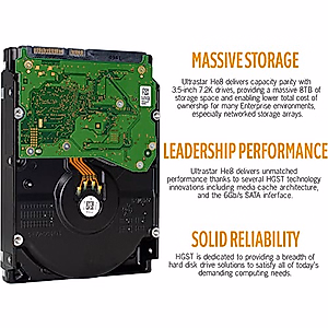 HGST Ultrastar He8 HDD HUH728080ALE604 8TB 7200RPM 128MB Cache SATA 6.0Gb/s 3.5-Inch Enterprise Server Data Center Hard Drive (Renewed)