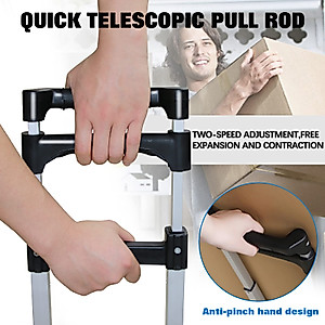 LMKOPUER Folding Hand Truck 180lbs, Portable Aluminum Luggage Hand Cart, Dolly Push Cart Trolley Cart with Wheels for Travel, Moving and Office Use