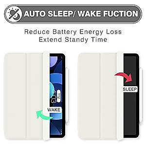 Magnetic Case for iPad Air 5/4, Slim Smart Folio for iPad Air 5th/ 4th Generation 10.9 Inch 2022/2020 Model, Trifold Stand Case, Auto Sleep/Wake, Support 2nd Gen Apple Pencil Charging (White)