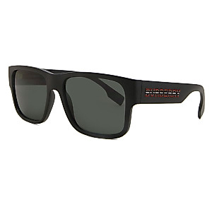 BURBERRY BE 4358 346487 Matte Black Injected Square Sunglasses Dark Grey Solid Color Lens