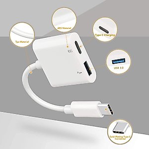 USB C OTG Adapter with Power, 2 in 1 USB C to USB Female with 60W PD Charging Adapter Compatible with iPhone 15/15Pro, iPad Pro, Galaxy S24/S23/S22/S21, Pixel 8/7/6, Google Chromecast with Google TV
