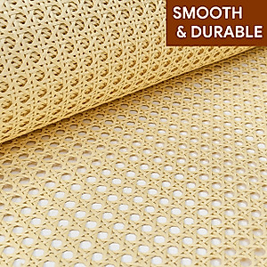 KOLWOVEN 16" Width x 10 Feet Plastic Cane Webbing for Caning Projects Natural Pre - Woven Open Mesh Cane - PE Rattan Cane Webbing Rattan Roll Cabinet Chair (10 FEET)