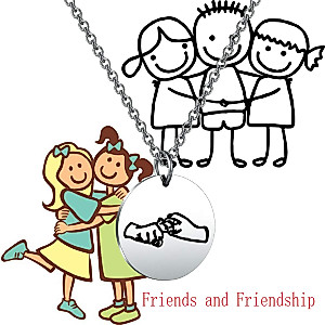 BEKECH ASL Necklace Friendship in Sign Language Charm Pendant Necklace Sign Language Jewelry ASL Friendship Gift ASL BFF Gift