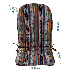 Big Hippo Adirondack Chair Cushion, Patio Chair Cushion for Adirondack with Ties, High Back Rocking Chair Cushion Solid Tufted Pillow, Chair Pads for Home Office Outdoor Seats