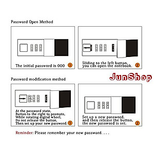 JunShop Floral Password Diary with Lock A6 Refillable Locking Journal PU Leather Combination Locked Diary Journal (Purple)