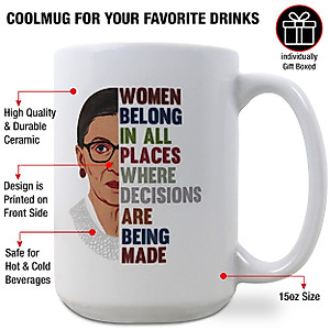 7RBG Ruth Bader Ginsburg Design Ceramic Coffee Mug, Tea Mug, 15oz. Feminist Mug For Women Lawyers, ruth bader ginsburg gifts, mugs for women, coffee mugs for women