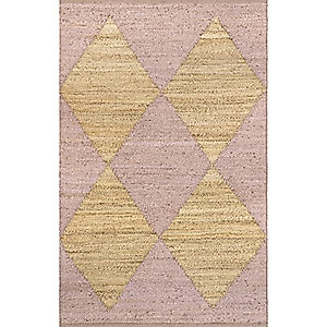 nuLOOM Pandora Diamond Jute Area Rug, 5' x 8', Pink