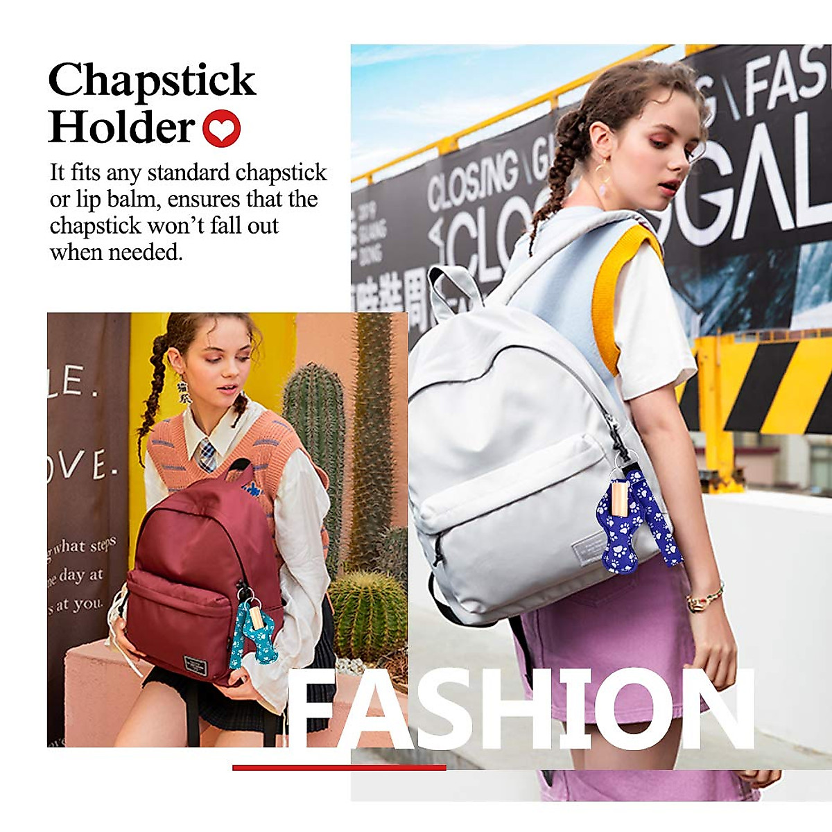 6 pcs Chapstick Holder Keychains with 6 pcs Neoprene Wristlet Keychain Lanyards, Vibrant Colors Lip Balm Keychain Holder, Chapstick Keyring Holder Portable Lipstick Holder Keychains (C 6 pairs)