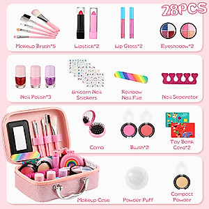 Kids Makeup Kit for Girl, Real Washable Kids Makeup Toy Kit, Little Girls Makeup Toy, Toddler Make up Set & Non-Toxic Cosmetic Set Age 3-12Year Olds Child Birthday Gift