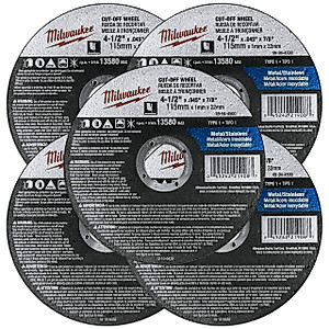 Milwaukee 4-1/2 in. Aluminum Oxide Cutting Cut-Off Wheel 0.045 in. thick x 7/8 in. (Pack of 5).