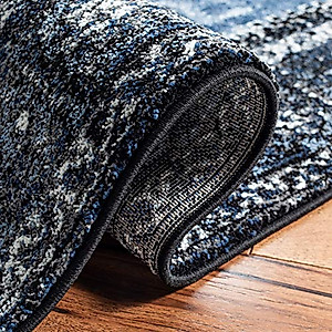 SAFAVIEH Vintage Hamadan Collection 8' x 10' Blue/Grey VTH217M Oriental Traditional Persian Non-Shedding Living Room Bedroom Dining Home Office Area Rug