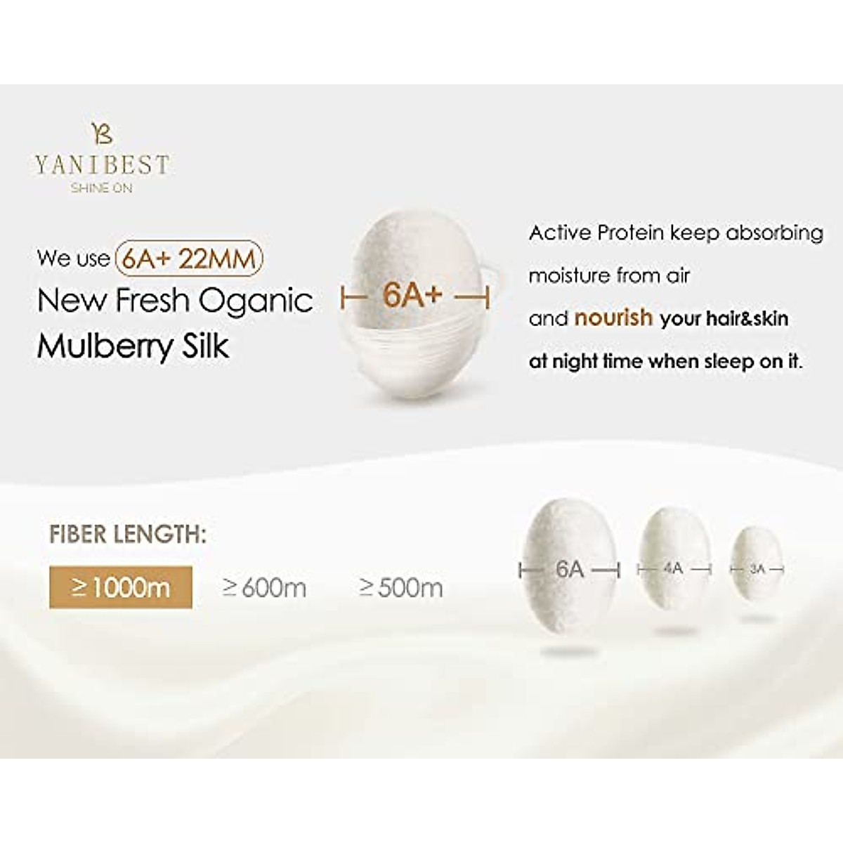 YANIBEST Silk Pillowcase for Hair and Skin 22 Momme 600 Thread Count 100% Mulberry Silk Bed Pillowcase with Hidden Zipper, 1 Pack Standard Size Pillow Case White