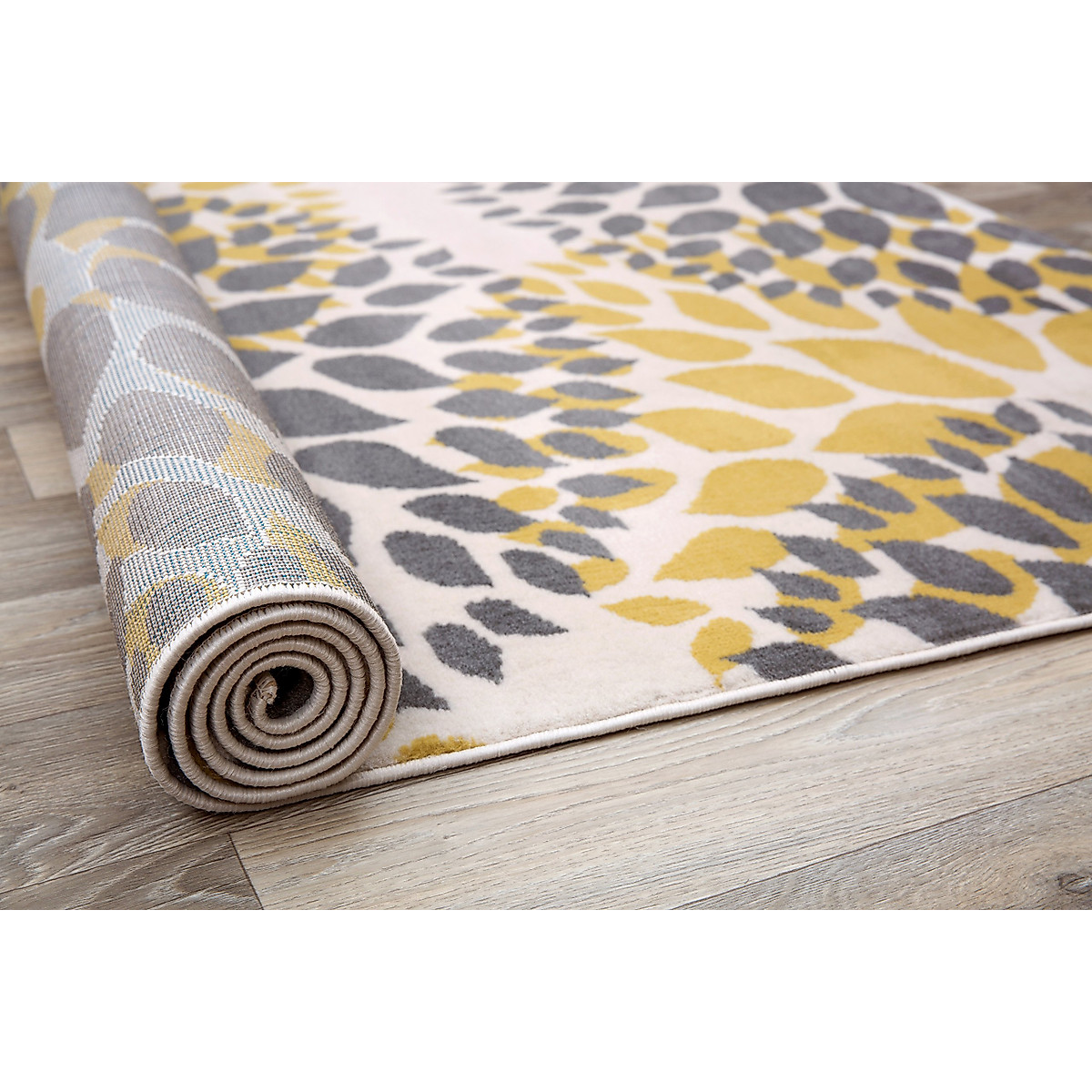 Rugshop Modern Floral Circles Design for Living Room,Bedroom,Home Office,Kitchen Non Shedding Area Rug 5' x 7' Yellow