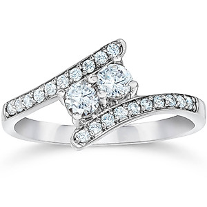 P3 POMPEII3 1/2CT Forever Us Diamond Two Stone Ring 10k White Gold - Size 8