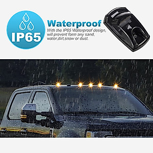 Partsam 5Pcs for F250 F350 F450 Smoke Cab Lights Amber LED Cab Marker Roof Running Top Clearance Lights Assembly Compatible with Ford F-250 F-350 F-450 F-550 Super Duty 2017-2021 264343BK