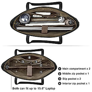 S-ZONE Women Genuine Leather Tote Bag Shoulder Handbag Version 1 Bundle with Version 2 Crossbody Purse