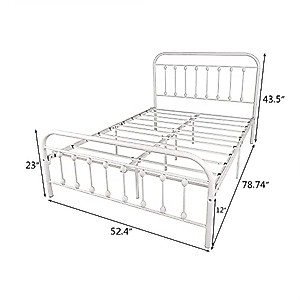 Kefair Full Size Bed Frame 12 Inch Mattress Foundation with Headboard and Footboard Platform Bed Frame，No Box Spring Needed, Easy Assembly(White)