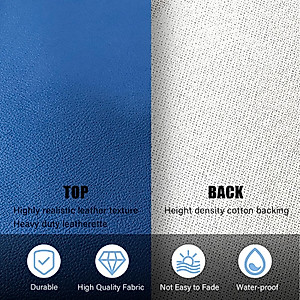 Faux Leather Fabric,54"x72" Thick Durable Synthetic Upholstery Leather Vinyl, Soft Smooth Waterproof, Durable,Replacement Renovate for Wallets, DIY Projects, Furniture, Car Seats 2 Yards-Blue
