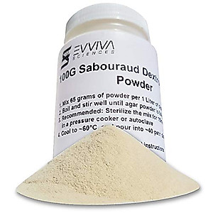 Sabouraud Dextrose Agar Powder 100grams - Evviva Sciences - Make Up to 75 Agar Petri Dishes - Premium Performance - Excellent for Mold & Fungus - Great for Mushrooms & Science Projects
