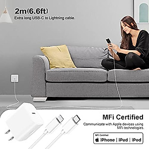 iPhone 14 13 12 11 Fast Charger - MFi Certified - 20W USB C Wall Charger with 6.6Ft USB C Cable Compatible with iPhone14/13 Min/13 Pro/13 Pro Max/12 11 Xs XR X SE 8 iPad Air&Mini AirPods