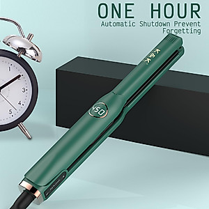 Mini Hair Straightener with LED Display Adjustable Temperature 1/2 Inch Small Flat Iron 4D 360°Swivel Short Hair Tourmaline Titanium Dual Voltage Auto Shut Off